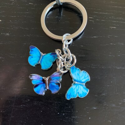 Custom Gold Double Two Butterfly Charm Keychain Key Fob Ring - Etsy