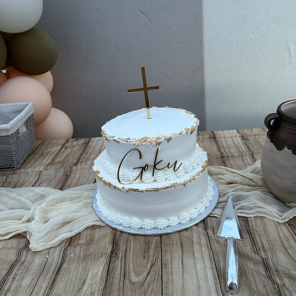 Custom Baptism Cake Charm | Cross Cake Charm | Personalized First ...