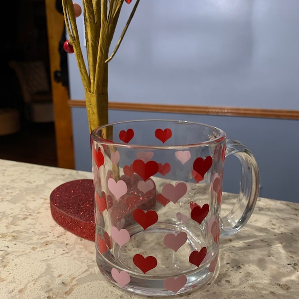 Valentine's Day Pink & Red Heart Iced Coffee Cup or Mug - Etsy