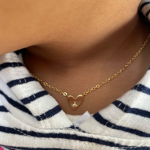 Girls Valentine's Day Gift Heart Initial Necklace, Children's ...