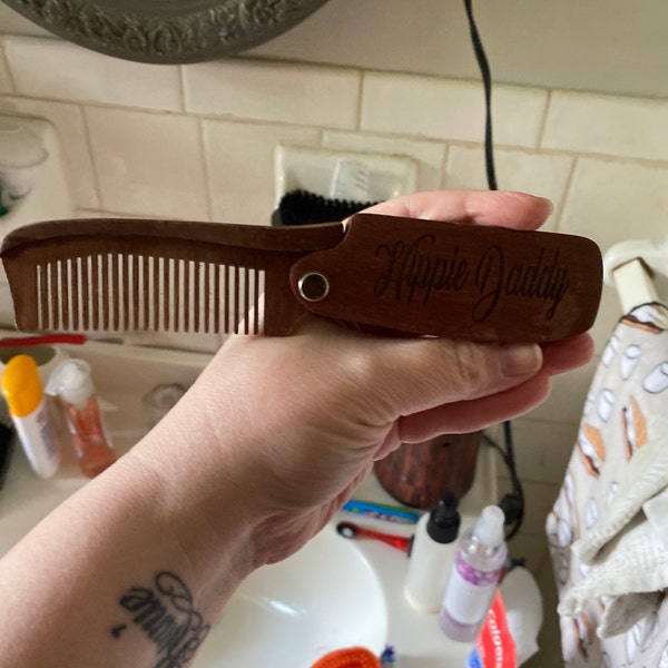 Engraved Beard Comb - Wooden Comb - Personalized Beard Brush - Beard ...