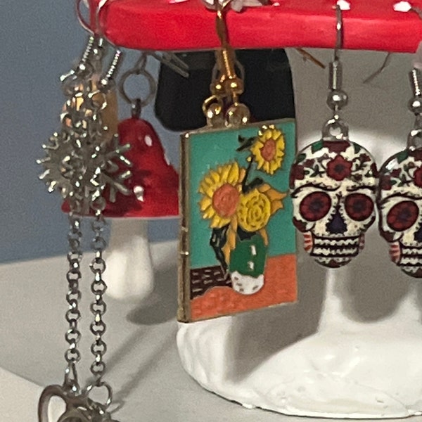 Enamel Famous Paintings Earrings | Novelty Earrings | Unique Earrings ...