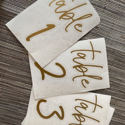 Table Number Sticker, Elegant Wedding Reception Vinyl Decal Numbers ...