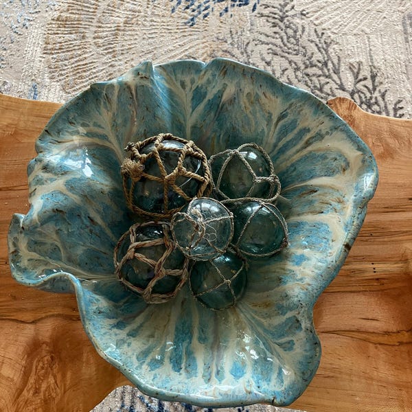 Large Handmade Ceramic Bowl, With Flowers - Etsy