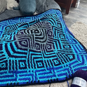 Diamond Echo Overlay Mosaic Crochet PATTERN ONLY for Cushion Cover or ...