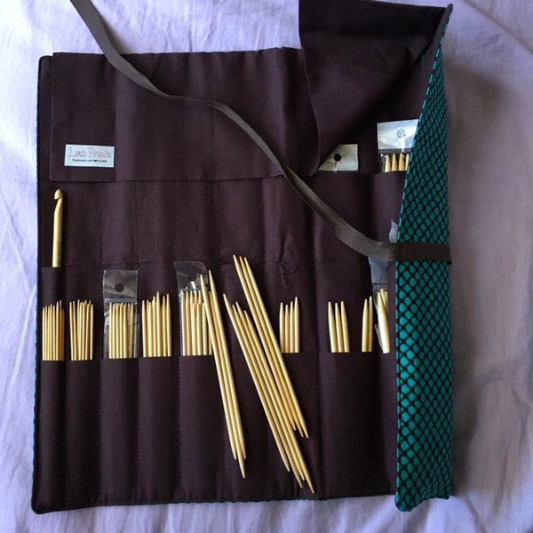 Large Knitting Needle Case Love Me Knot 30 Purple Pockets for Straight ...