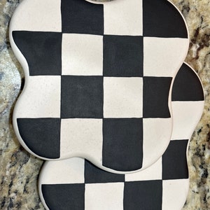 Decorative Tray, Jewelry Dish, Catch All Tray, Checkered Trinket Tray ...