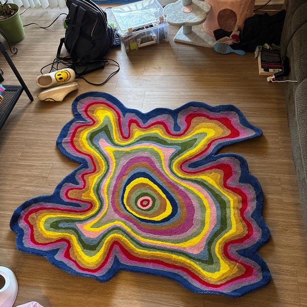 Leopard Pattern Rug Red & Blue Stunning Carpet Animal Print Rug for ...