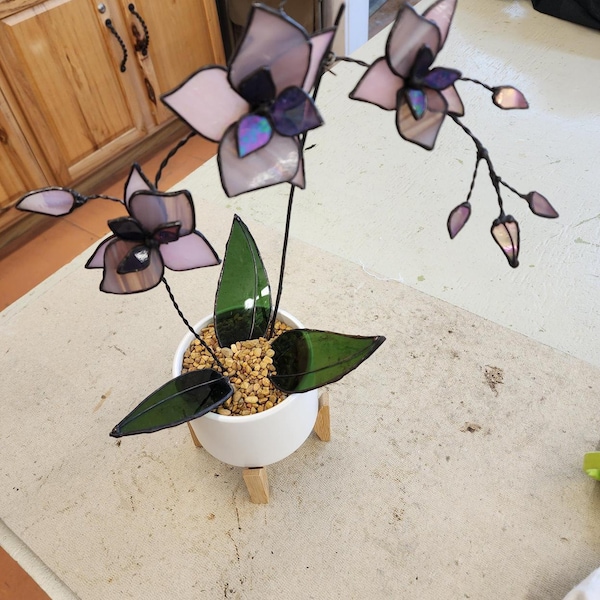 TUTORIAL • 3D Orchid Plant (full Instructions) Stained Glass Pattern ...