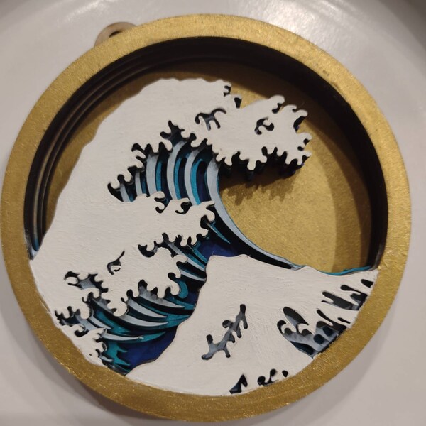 Great Wave Ornament Layered SVG, Three Shapes, Cut File for Glowforge ...