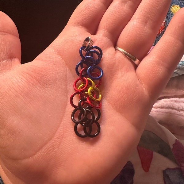 Chainmail Bisexual Pride Pendant, Shaggy Loop Weave; Pink Purple Blue ...