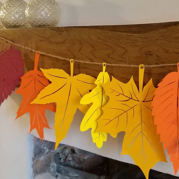 Autumn Leaves Garland Paper Leaf Bunting in Autumnal Colours. Eco ...