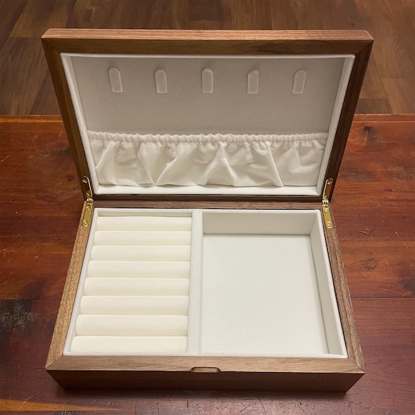 Lockable Walnut Wood Jewellery Box, Large Jewelry Box for Earring ...