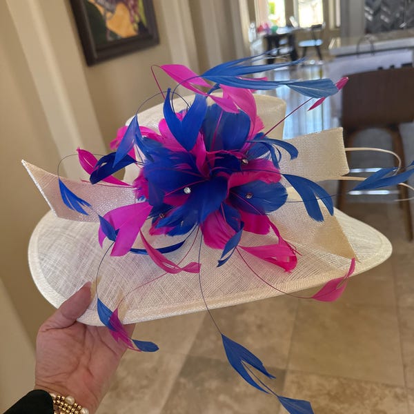 M4002 ( Black Hat ) Kentucky Derby Hat, Church Hat, Wedding Hat, Easter Hat, Mother of Bride Hat ...