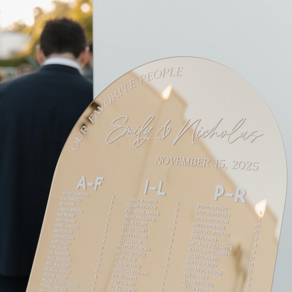 Arch Acrylic Mirror Seating Chart, Find Your Seat, Acrylic Wedding Sign ...