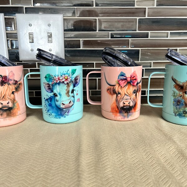 Highland Baby Cow Watercolor Clipart, Cow PNG Bundle, Highland Cow ...