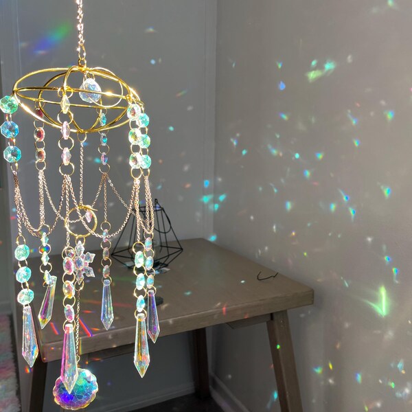 Gold Star Crystal Moon and Sun Suncatcher Perfect Gift for Window ...