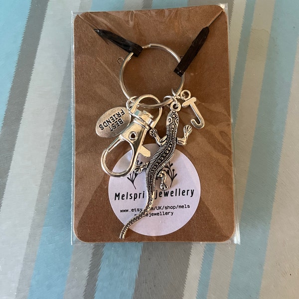Lizard Keychain, Personalised Keyring, Lizard Gifts, Initial Keyring ...