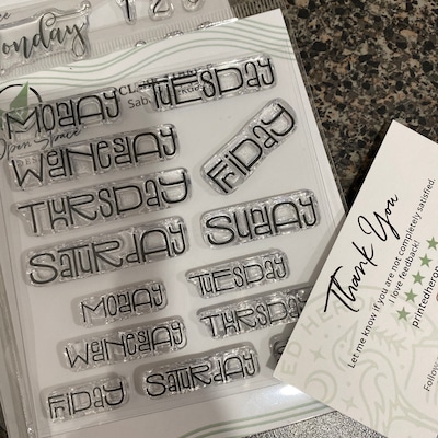 Saba Weekday Clear Stamp Set, 4x4in Days of the Week Journal Stamps ...