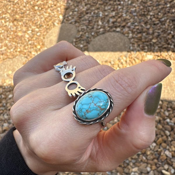 Lone Mountain Turquoise Ring Sterling Silver Stacking Rings ...