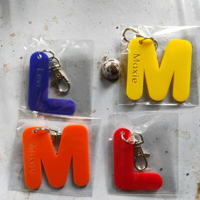 Personalised 6cm Acrylic Alphabet Letter Name Bag Tag for Backpack ...