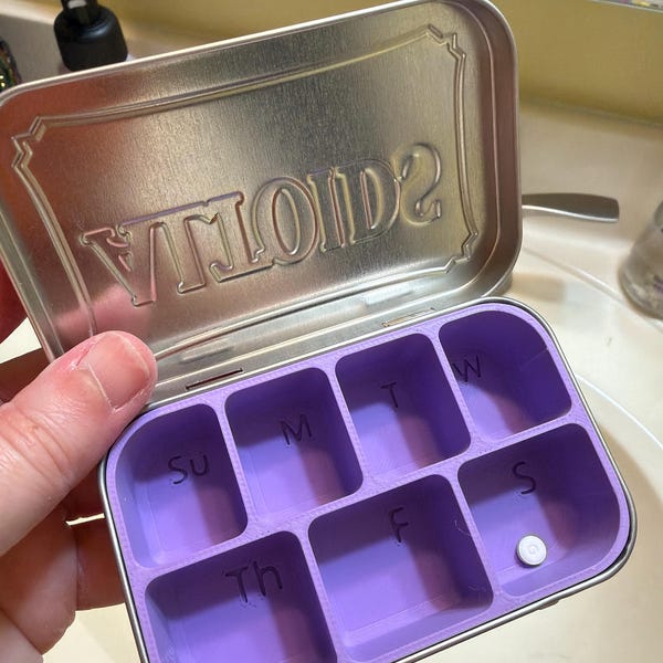 Altoid Tin Insert for Pills - Seven Days a Week Pill Holder, Divider ...