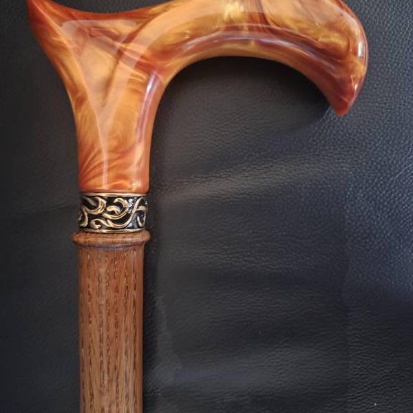 Oak Walking Cane With Ergonomic Epoxy Handle – Custom Support Stick - Etsy