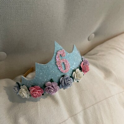 Birthday Tiara and Badge, Purple Princess Tiara, Purple Birthday Badge ...