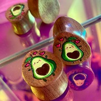 Teardrop Ear Plugs Fern Wood Plugs Floral Plugs Dropshaped Plugs Ear ...