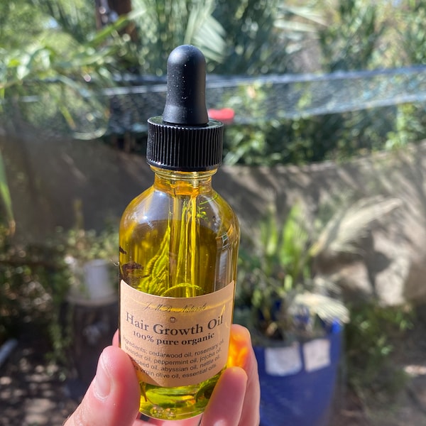Organic Hair Oil: Rosemary, Castor Oil, Peppermint - 2oz/4oz Glass ...