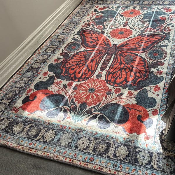 Gothic Raven Rug, Gothic Home Decor, Goth Crow Rug With Ankh Pentagram ...