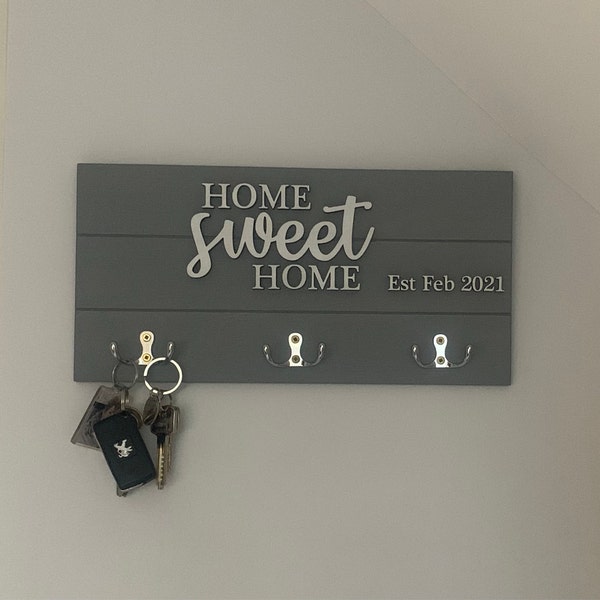 Key Holder for Wall / Personalized Key Hanger / New Home Sign / Family ...