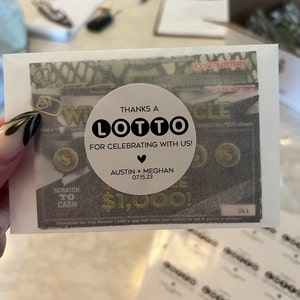 Lotto Favor Stickers, Thanks a Lotto for Celebrating V4, Wedding ...