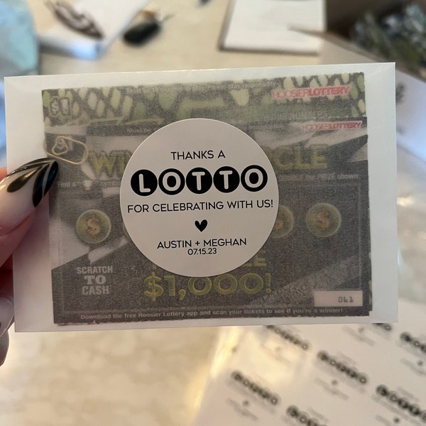 Lotto Favor Stickers, Thanks a Lotto for Celebrating V4, Wedding ...