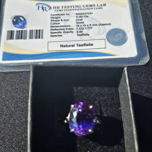 Beautiful Trillion Cut Musgravite Ring 11.45CT. Accent Stones Are Round ...
