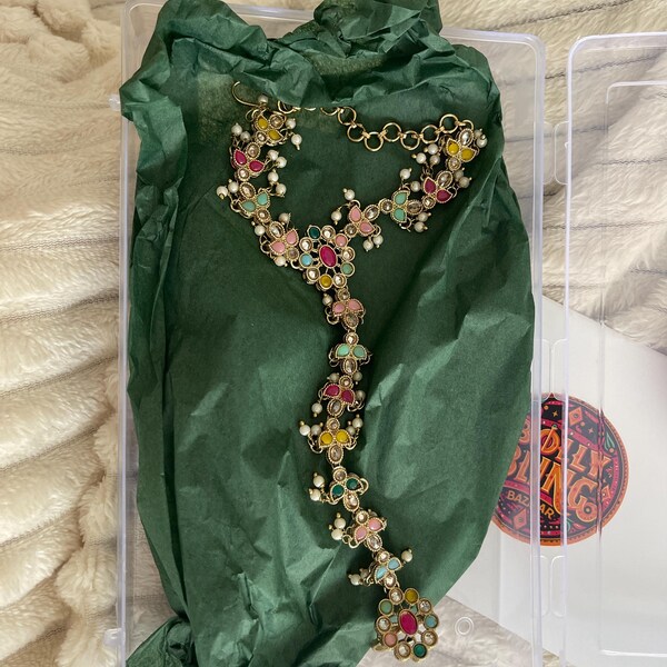 Pink Flower Hand Harness/hathpool Mehendi Sangeet Floral Jewellery ...