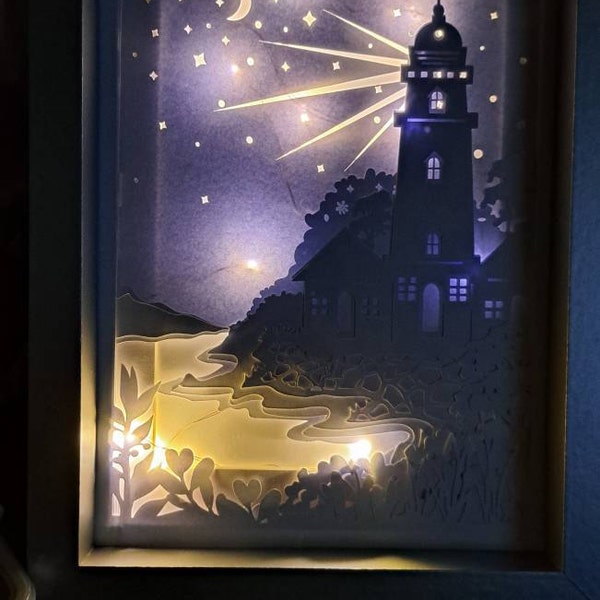 Lighthouse Shadow Box - Lighthouselightbox SVG for Cricut Projects, Paper Cut Shadow Box ...