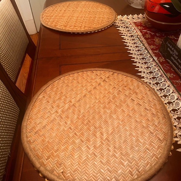 Rectangular Handwoven Placemats Handmade Vintage Large Natural Tablemat ...