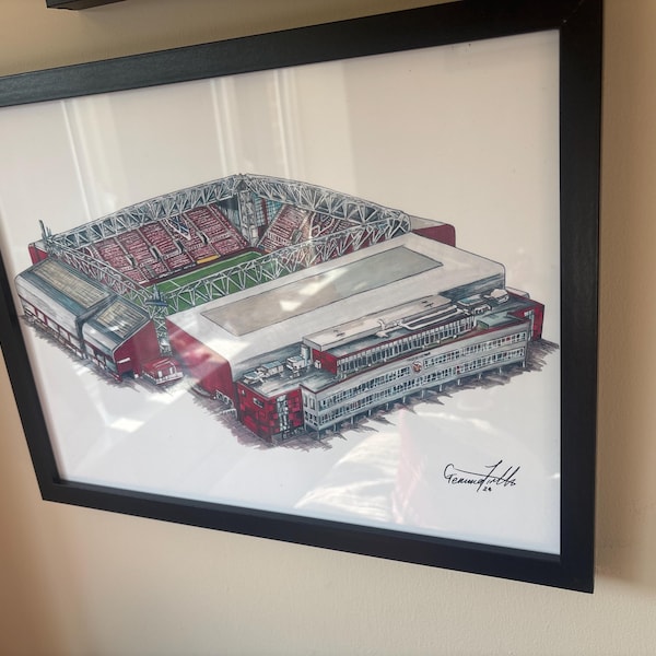 Drawing of Anfield Stadium Liverpool Themed Drawing | Football Prints ...