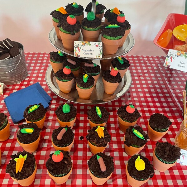 Vegetable Cake Topper - Veggie Cupcake Toppers - Garden Party - Fondant ...