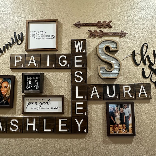 Carved Large Scrabble Wall Tiles: Custom Family Name Art - Etsy