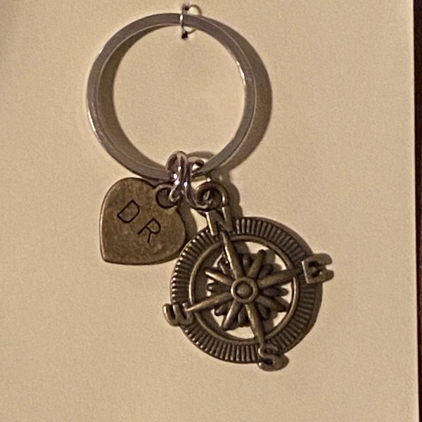 Bronze Compass Keychain, Couples 8th Year Anniversary Gift, Couples ...