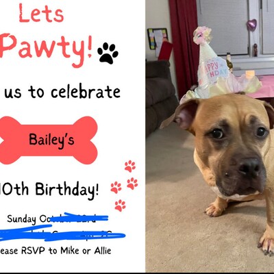 Dog Birthday Invitation Template, Customizable Photo Party Invite ...