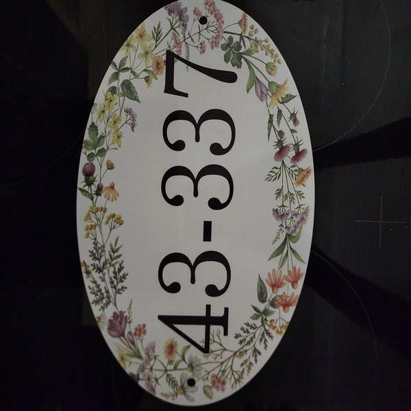 House Numbers, Colorful Flower House Number Sign, Custom Address Plaque ...