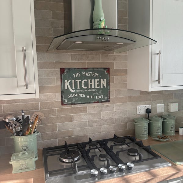 Personalised Metal Kitchen Sign Wall Door Signage Sage Green Galley ...
