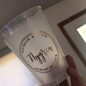 Script Monogram Shatterproof Party Cups Personalized Printed - Etsy
