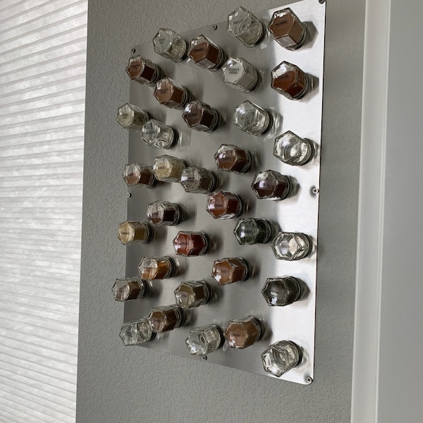 Magnetic Spice Rack by Gneiss Spice | 24 Small Empty Hexagon Glass Jars ...