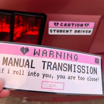 MANUAL CAR WARNING Stick Shift Manual Transmission Glossy Car Decal ...
