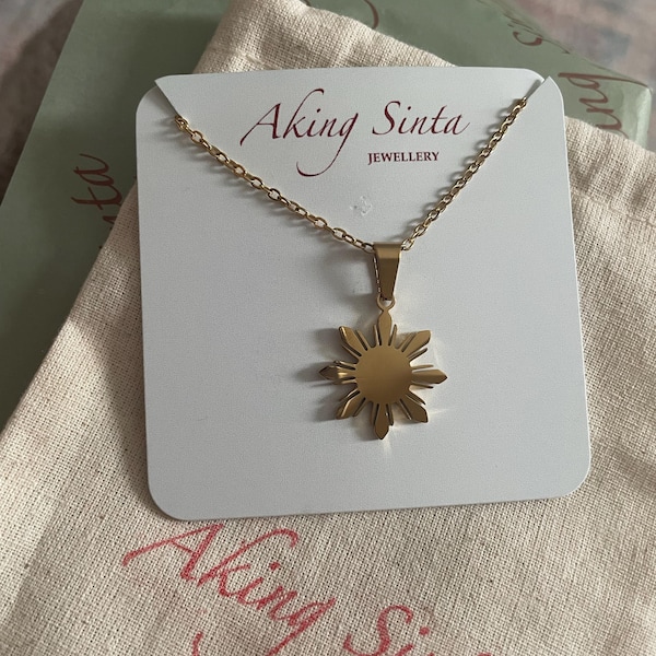 Araw Minimalist Necklace – Philippine Sun Pendant in 18K Gold Plated ...