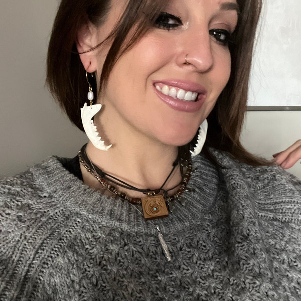 Elegance Red Fox Fang Earrings, Canine Tooth Earring, Tooth Earring ...